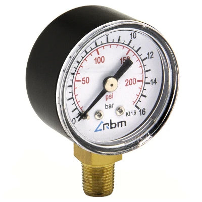[RBM] Pressure Gauge 50mm | 240 PSI (Bottom Mount) 1/4" – HydroSupply